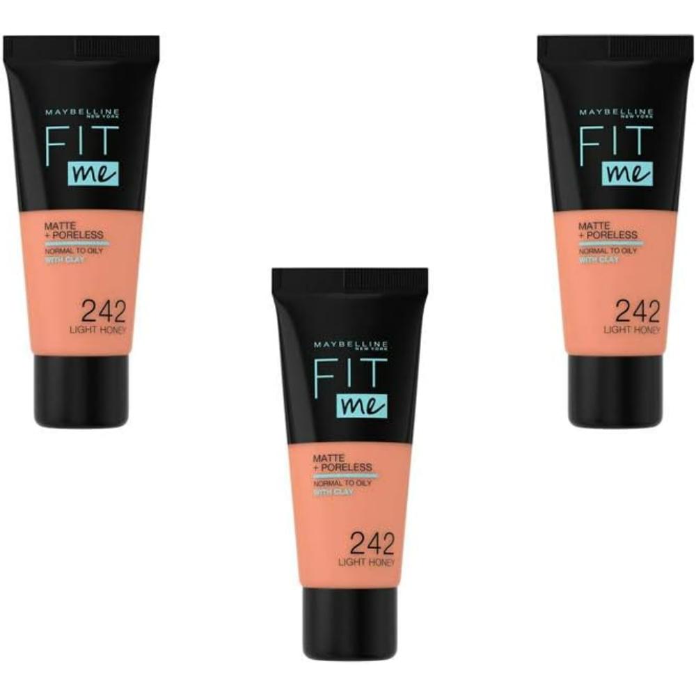 Maybelline 242 Light Honey New York Fit Me Matte & Poreless Foundation ...